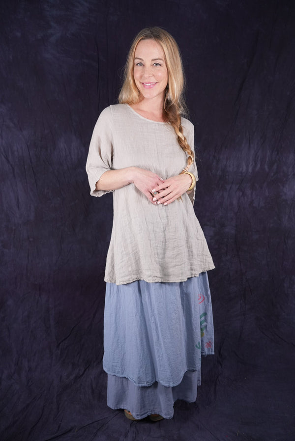 1210 Linen Springtime Top Clouds - Blue Fish Clothing