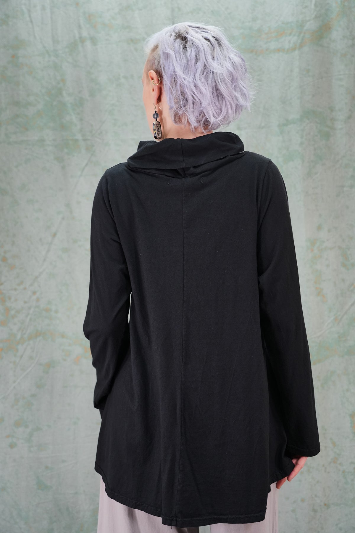 1246-X Cafe Cowl Tee Black Mona-P - Blue Fish Clothing