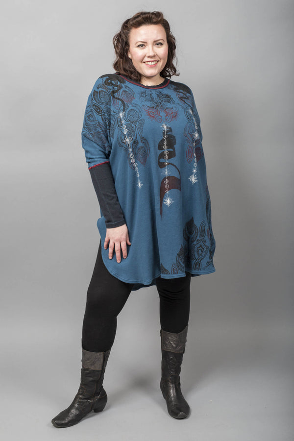 Natural City Tunic Illuminated Calligraphy - Blue Fish Clothing