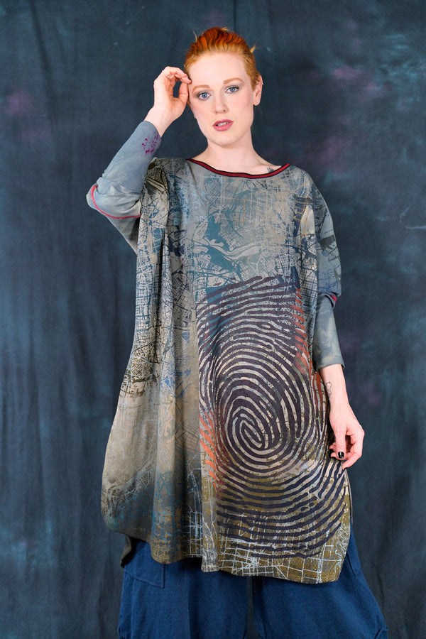 2251HD-Natural City Tunic Ombre Maps and Maps - Blue Fish Clothing