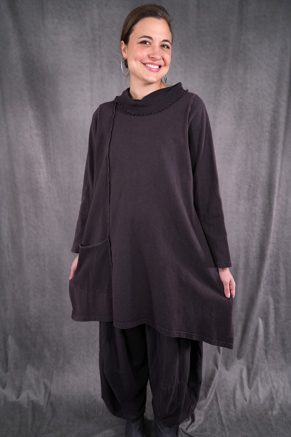 2362 Heavy Eco Cotton Pocket Tunic Espresso - Blue Fish Clothing