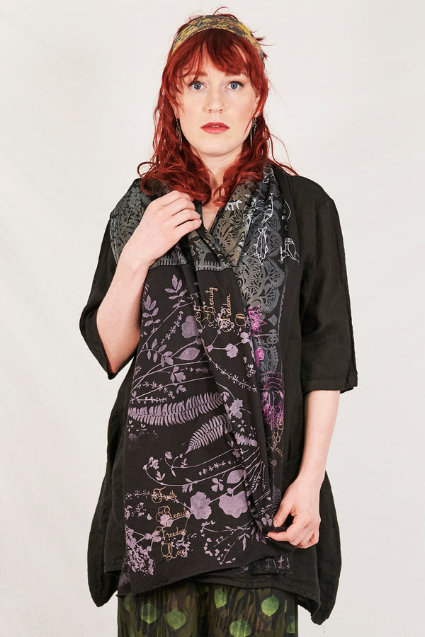 8001 Cotton Long Scarf Black-P - Blue Fish Clothing