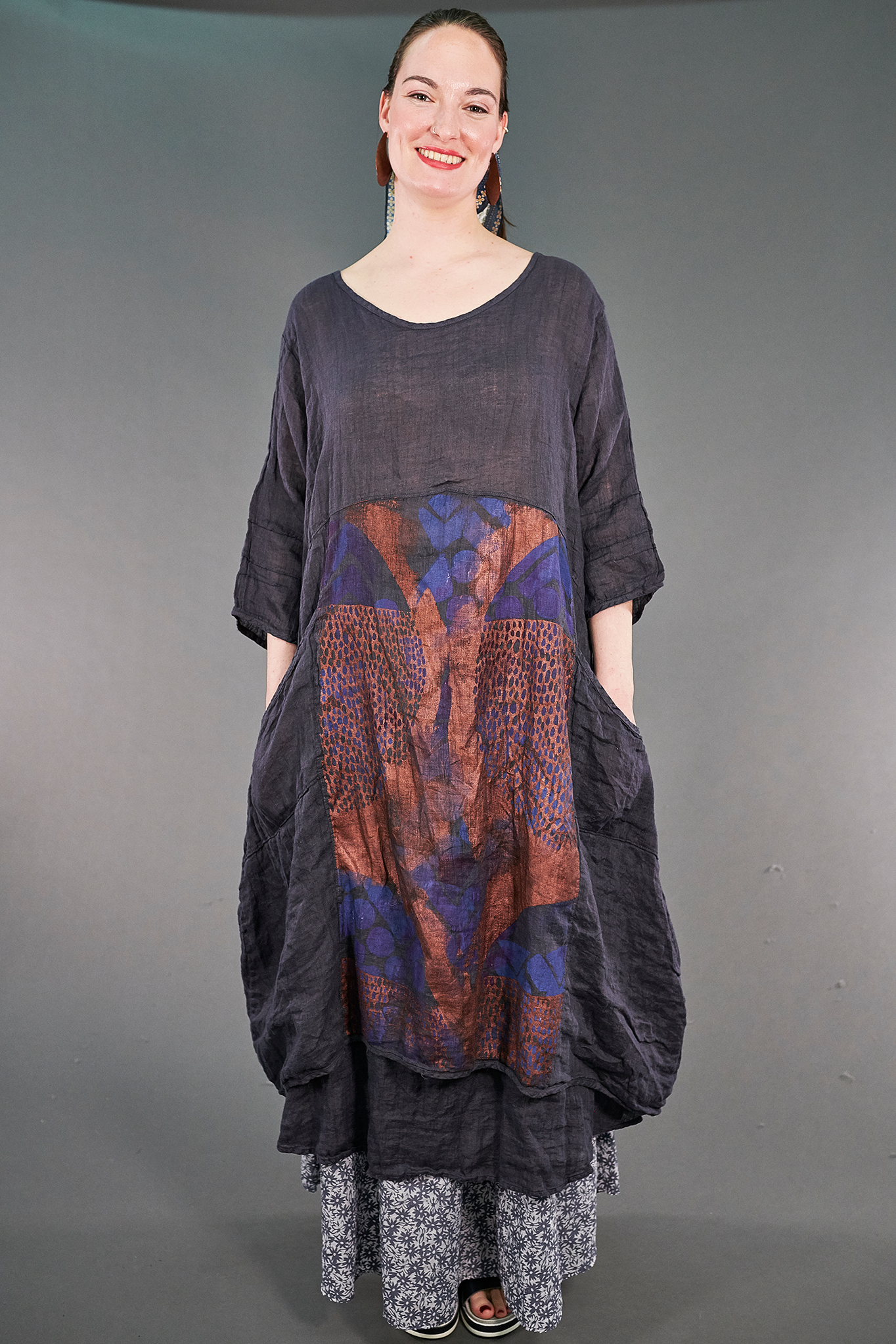 7114 Wave Dress Shadow-P - Blue Fish Clothing